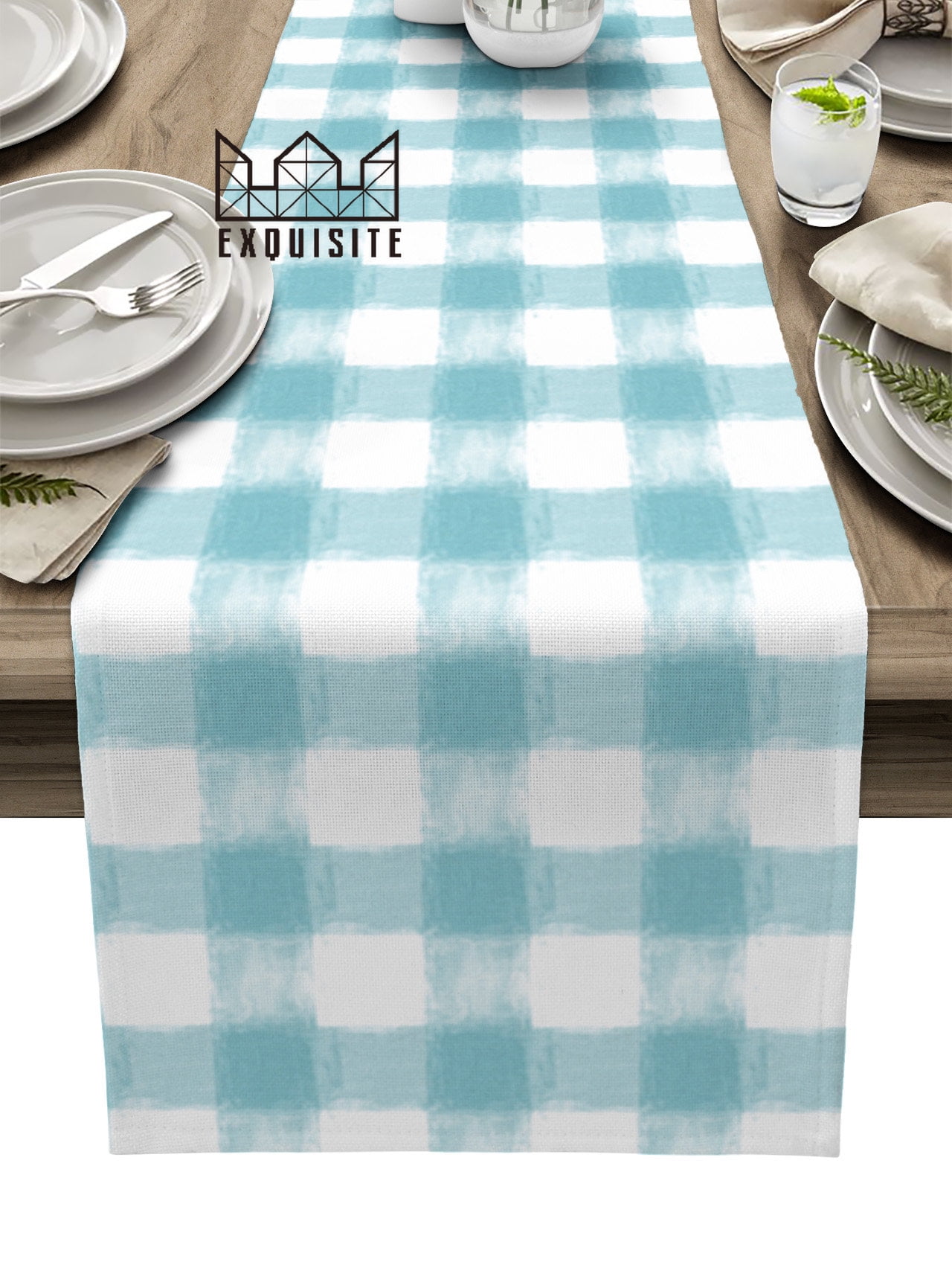 Rustic Cyan Watercolor Grid Coffee Table r Home r Farmhouse Rustic r ...