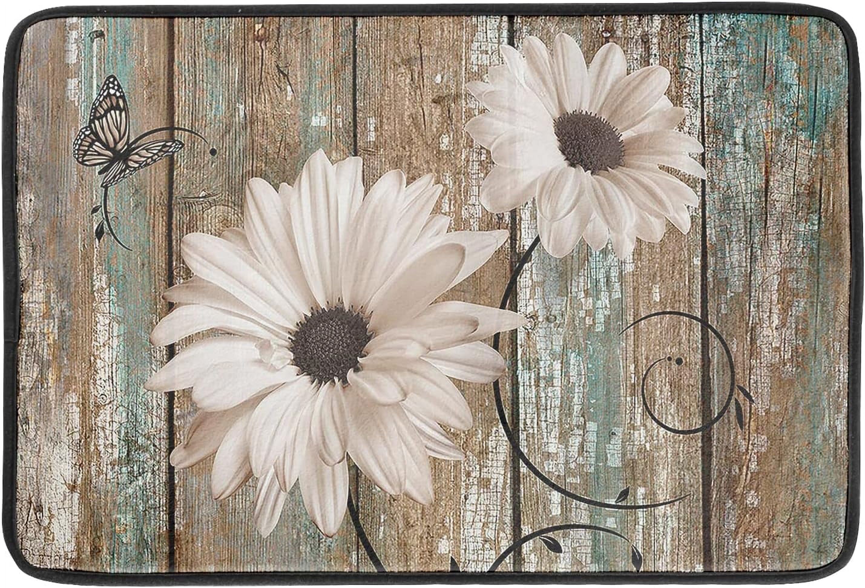 Rustic Daisy Board Dish Drying Mat for Kitchen Countertop 18x24 inch ...