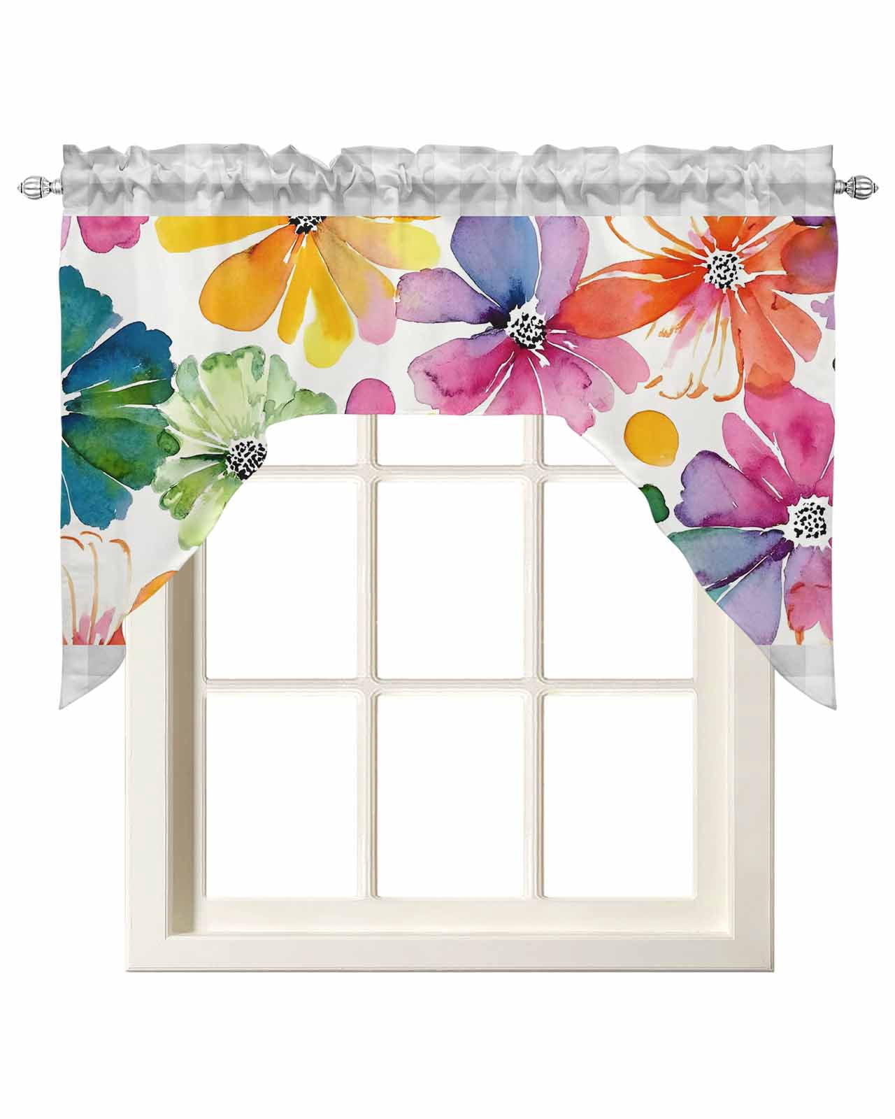 Rustic Daisy Swag Valances for Windows 56 x 36 Rod Pocket Light ...