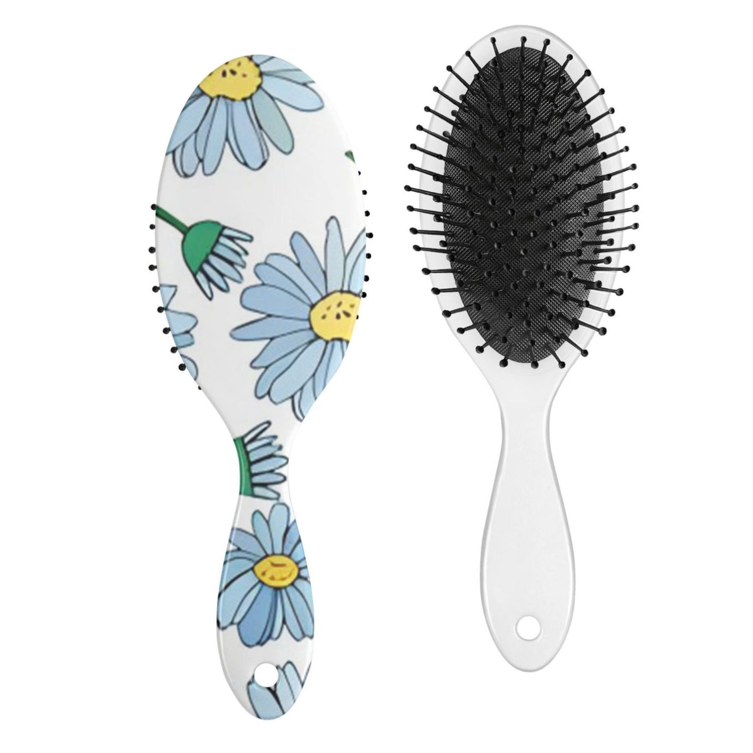 Rustic Daisy and Wildflowers Hair Brush, Bohemian Floral Detangler with ...