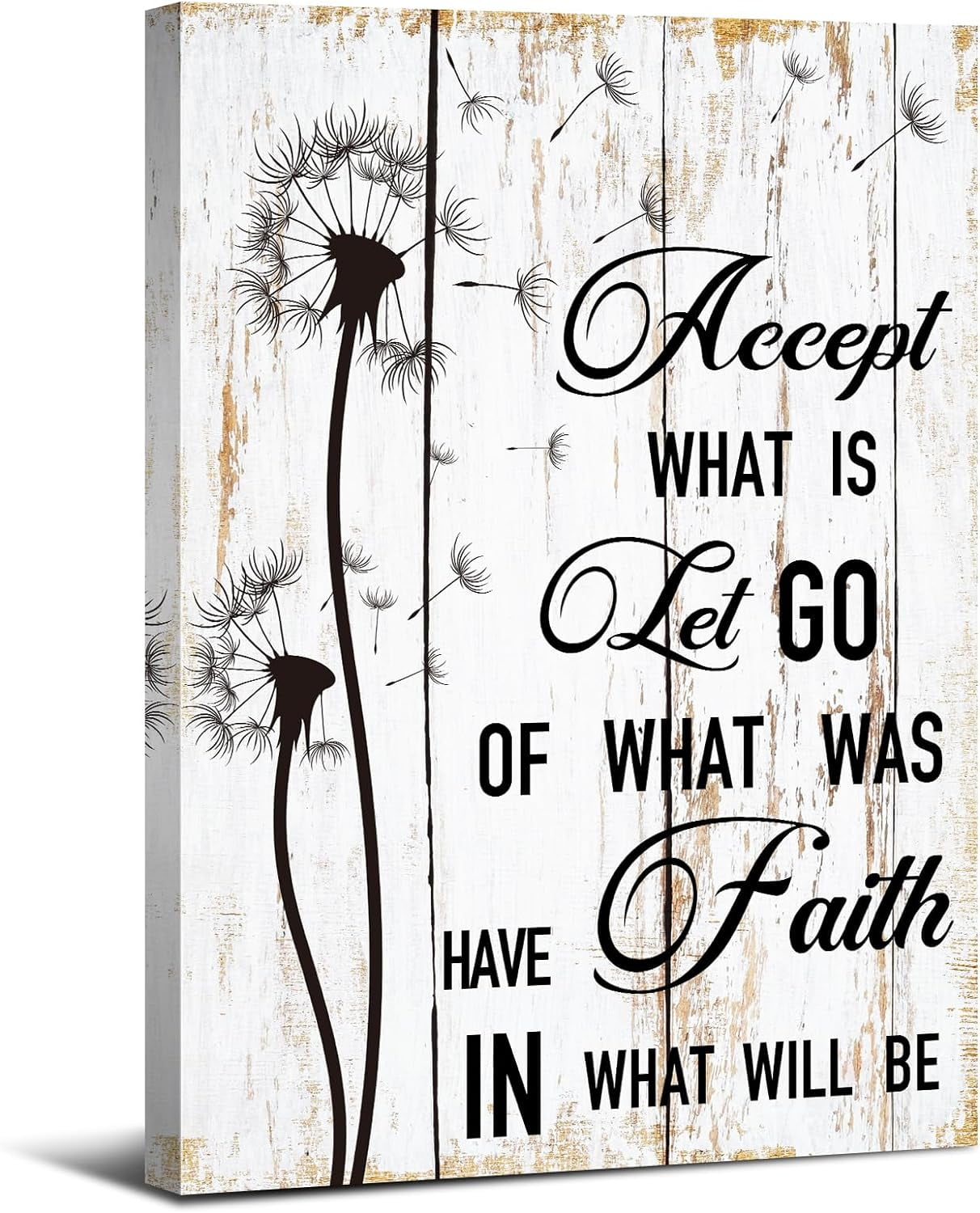 Rustic Dandelion Wall Art Accept What is Inspirational Quotes Wall ...