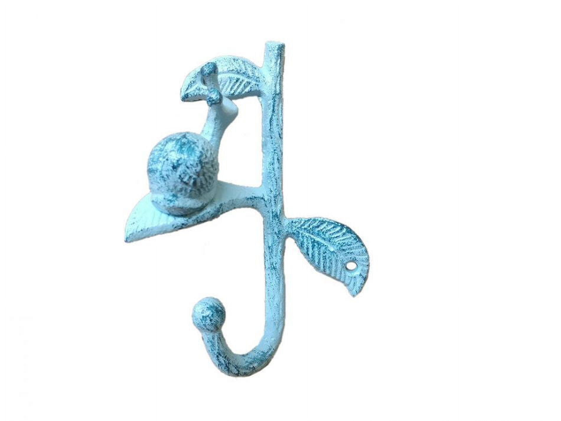 Rustic Dark Blue Whitewashed Cast Iron Decorative Snail Hook 6 ...