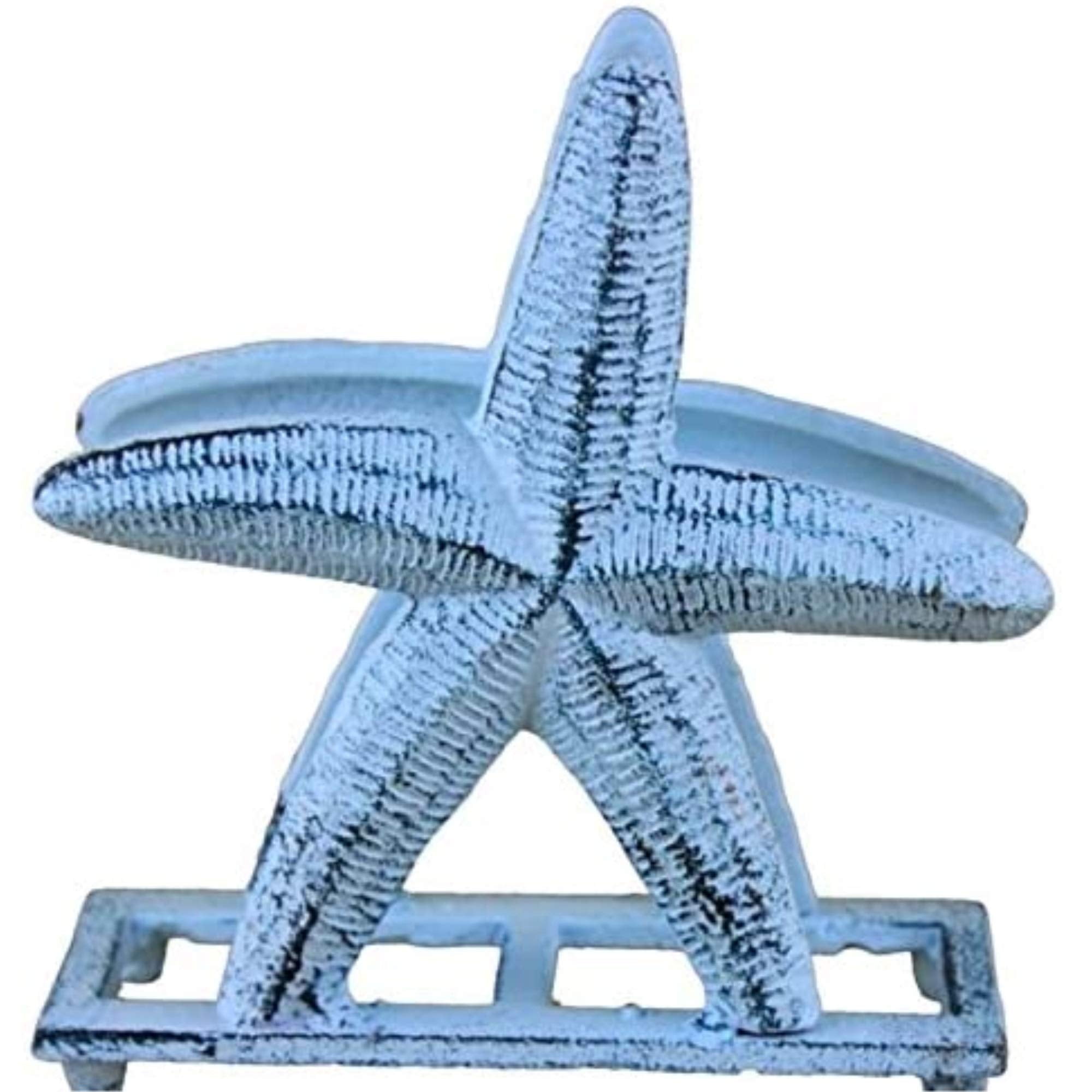 Hampton Iron Rustic Dark Blue Whitewashed Cast Iron Starfish Napkin ...