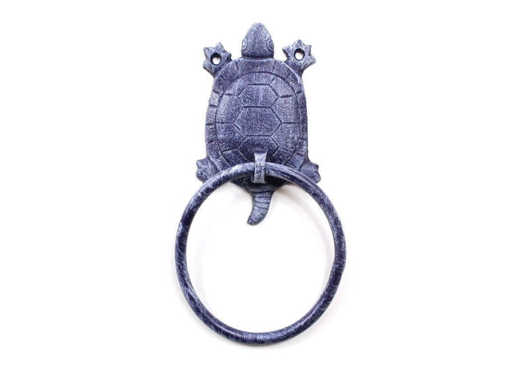 Handcrafted Nautical Decor Rustic Dark Blue Whitewashed Cast Iron ...