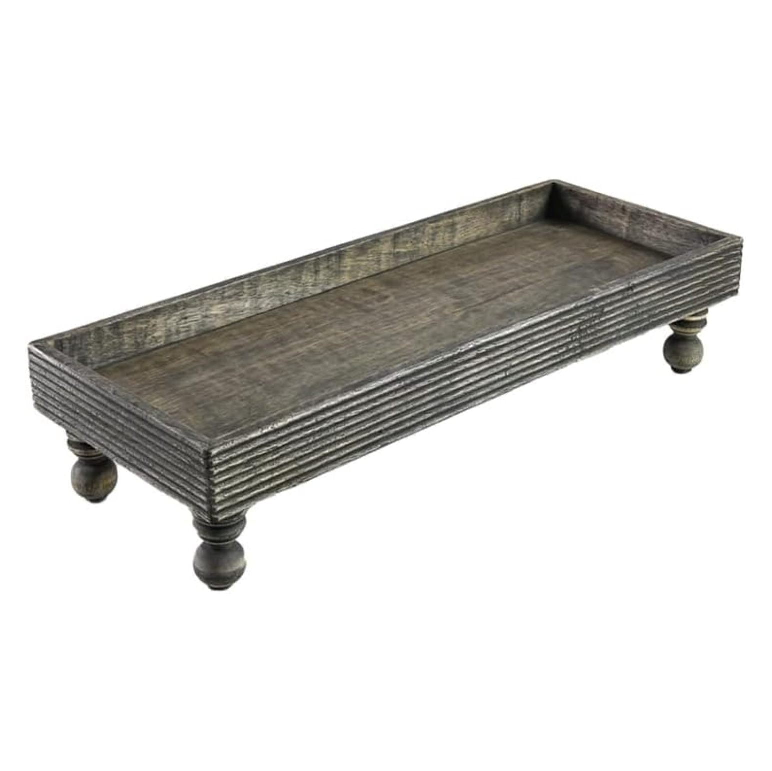 Rustic Dark Wood Tray with Legs - 5" x 21" - Versatile Decorative ...