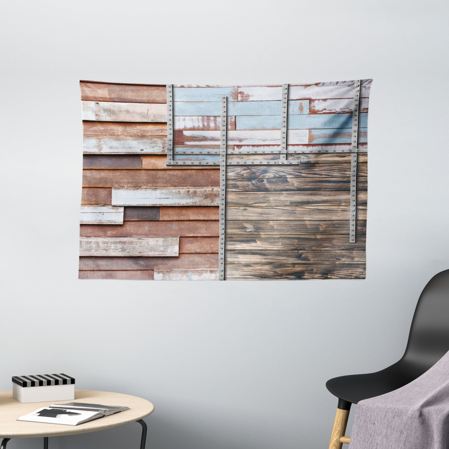Rustic Decor Tapestry, Modern and Old Mixture Rusty Design with ...