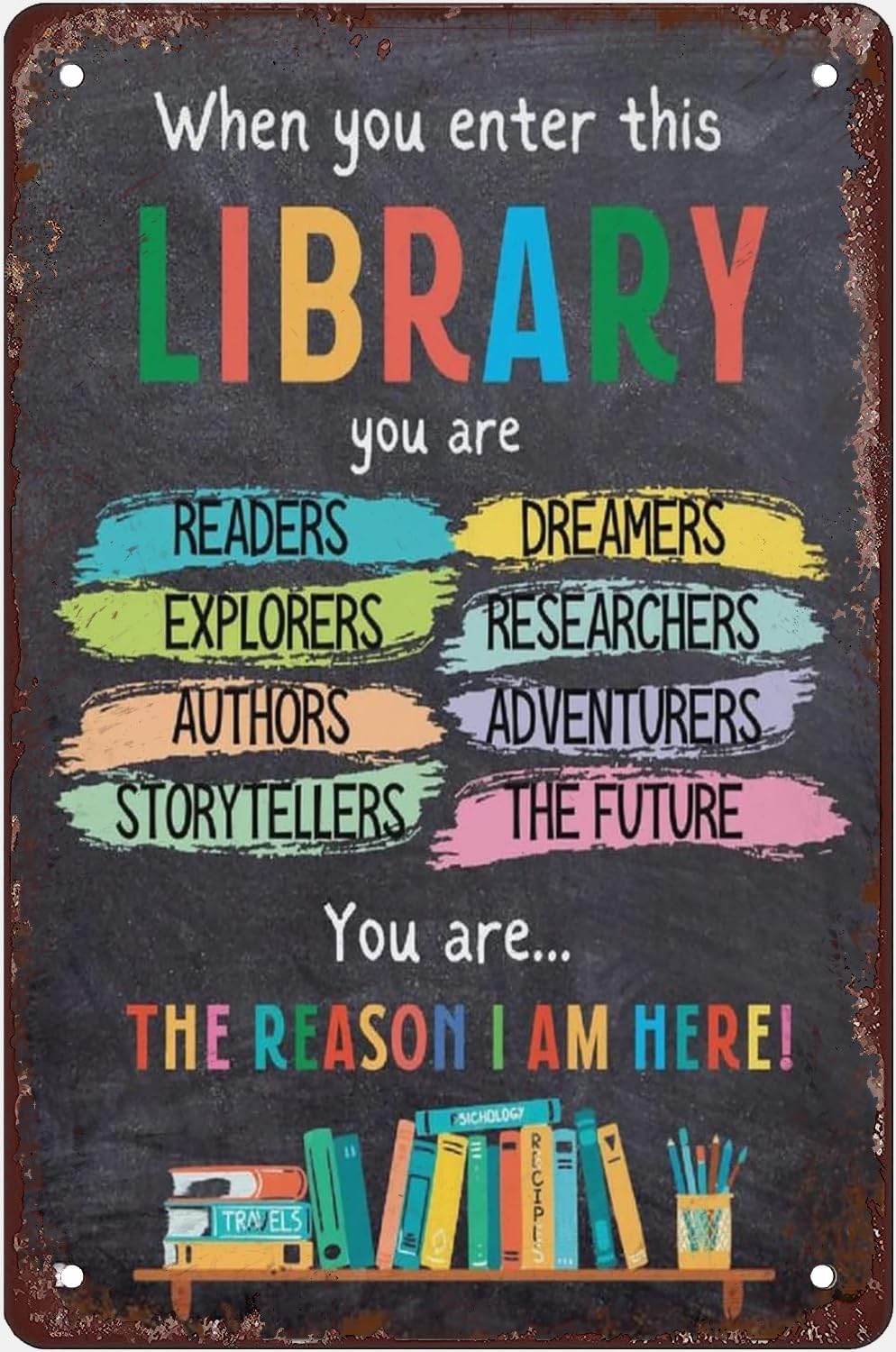 Rustic Decor Welcome Library School Sign Classroom Decor School Library ...