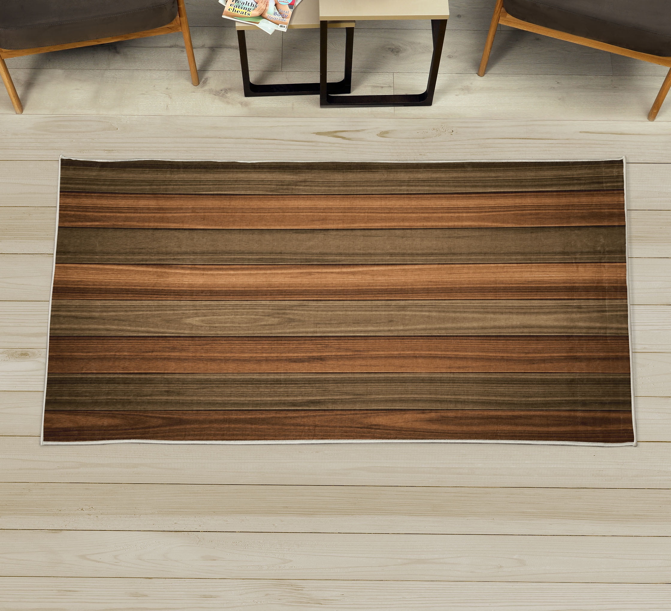 Rustic Decorative Rug, Vertical Wooden Planks Image Cottage Cabin Life ...