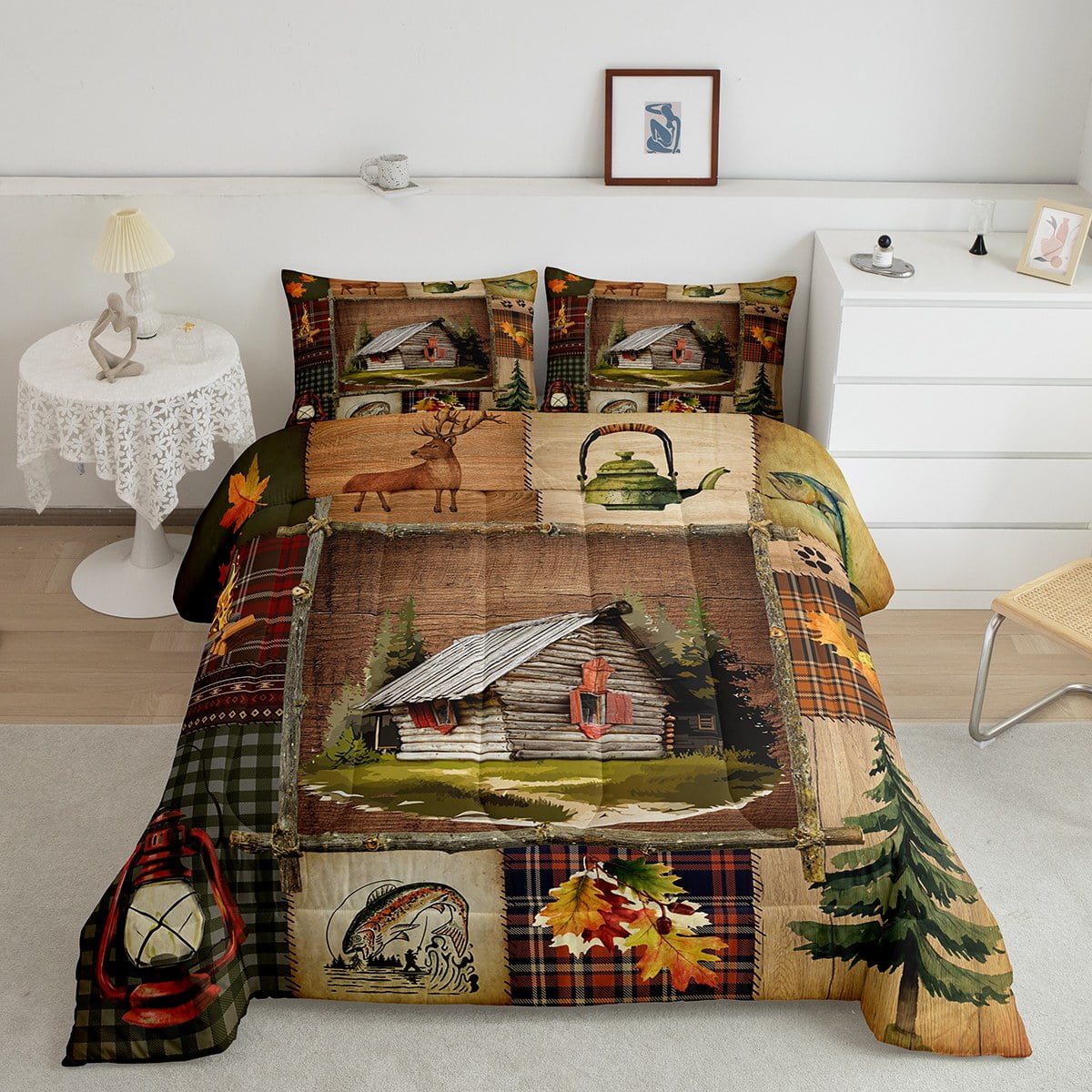 Rustic Deer Bedding Cabin Wild Animal Moose Elk Comforter Set Country ...