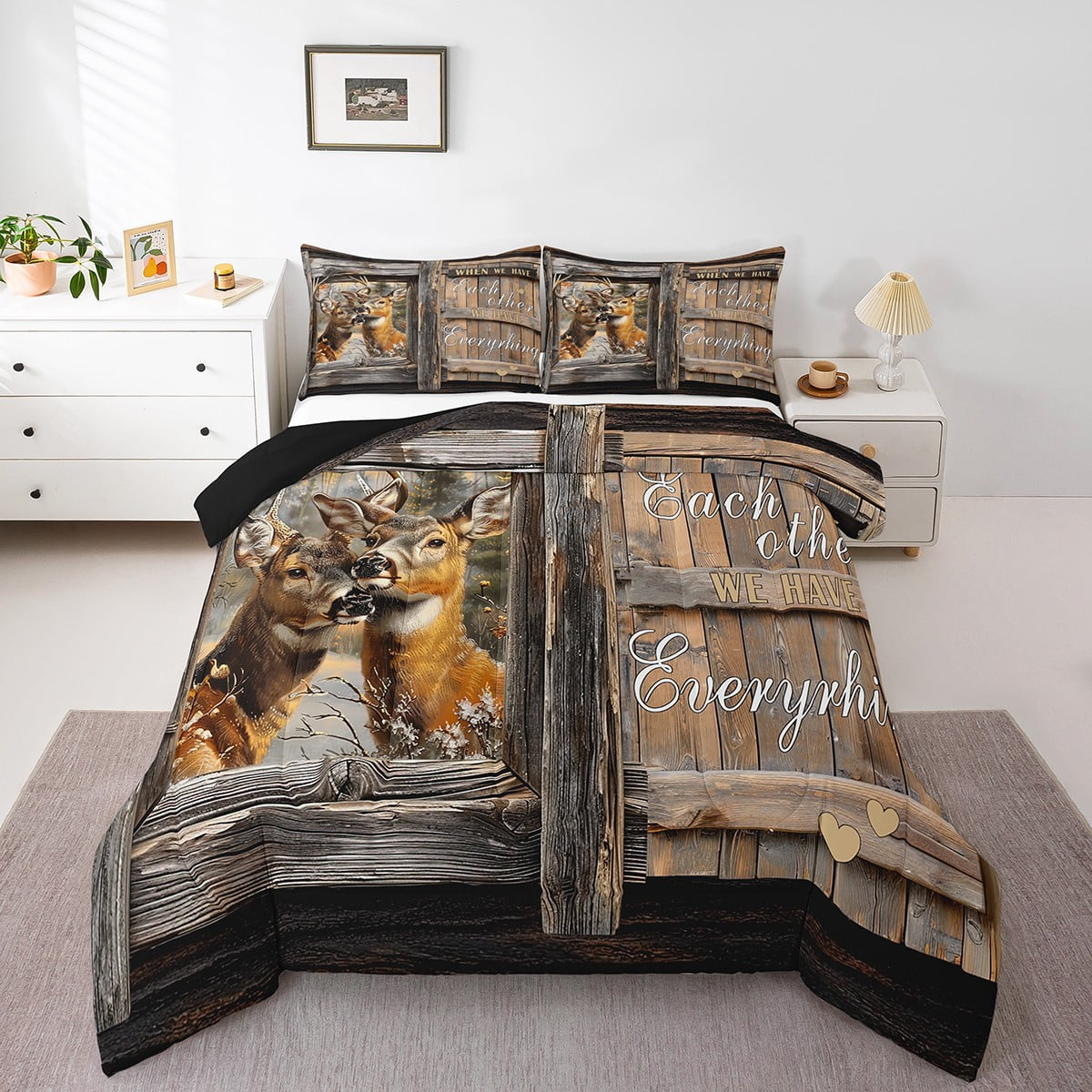 Rustic Deer Comforter Set Hunting Deer Bedding,Wild Animal Bedding ...