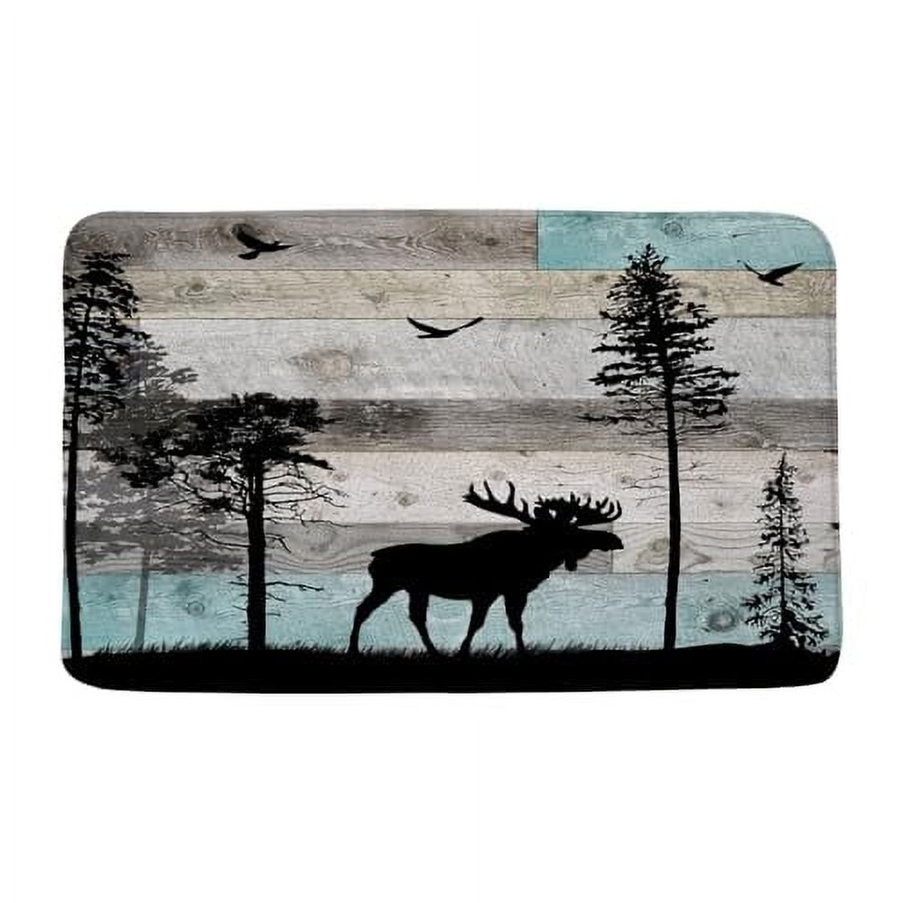 Rustic Deer Forest Bath Mat Moose Elk Cabin Farmhouse Country Hunting ...
