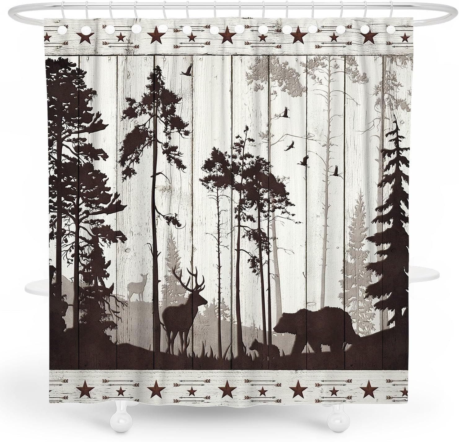 Rustic Deer Hunting Shower Curtain Set Forest Woodland Cabin Shower ...