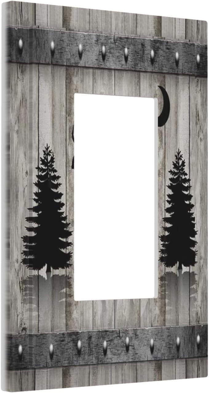 Rustic Deer Moose Forest Tree on Wood Plank 1 Gang Rocker Light Switch ...
