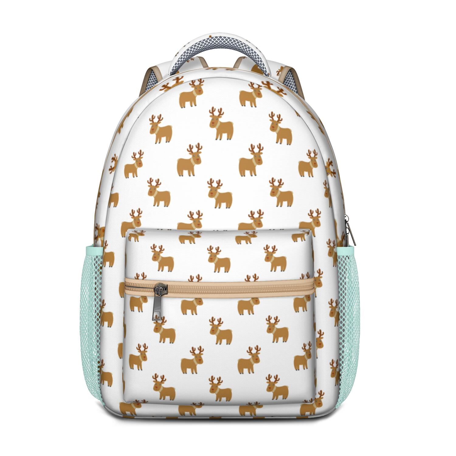 Rustic Deer Print School Backpack – Vintage Buck and Forest Pattern ...