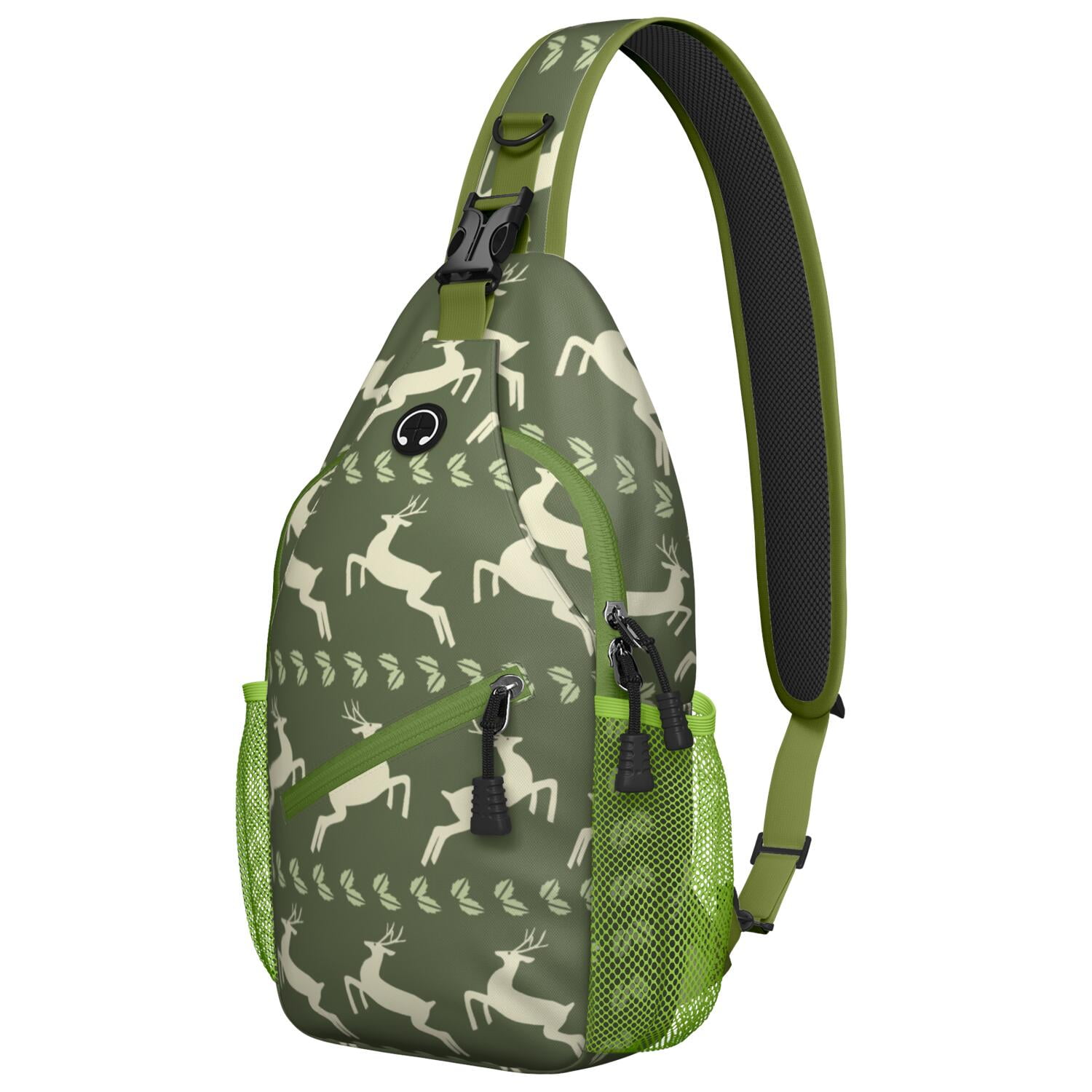 Rustic Deer Print Sling Backpack, Vintage Woodland Buck and Forest ...