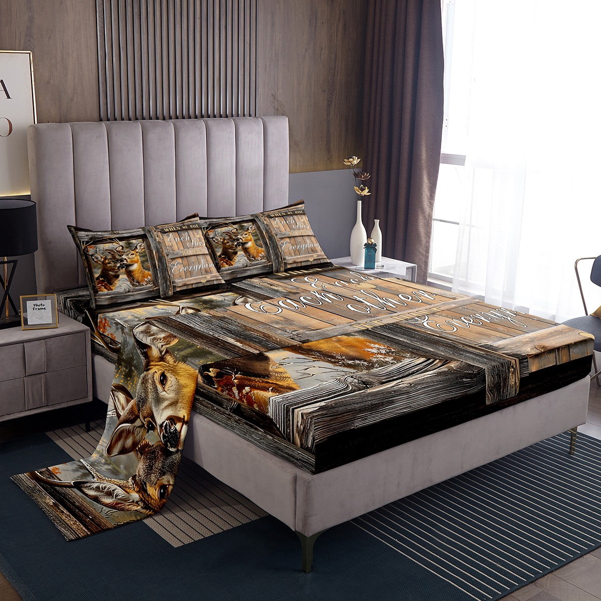 Rustic Deer Sheet Set Hunting Deer Sheets,Wild Animal Bed Sheets Set ...