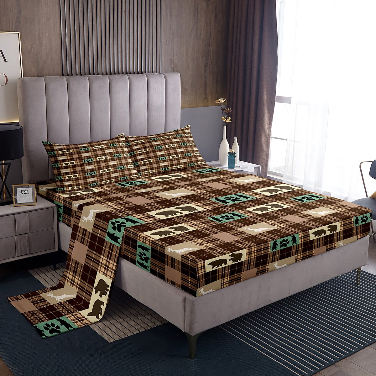 Rustic Deer Sheets Bear Patchwork Bed Sheets Twin for Teens Men ...