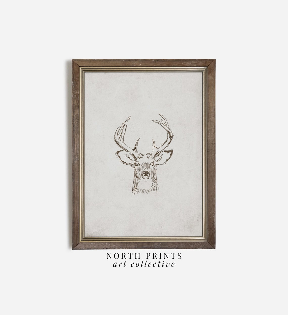 Rustic Deer Sketch Woodland Poster, Stretched Size 12x18 - Walmart.com