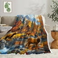 Rustic Deer Throw Blanket, Fall Forest Cabin Lake Elk Birch Trees Wild ...