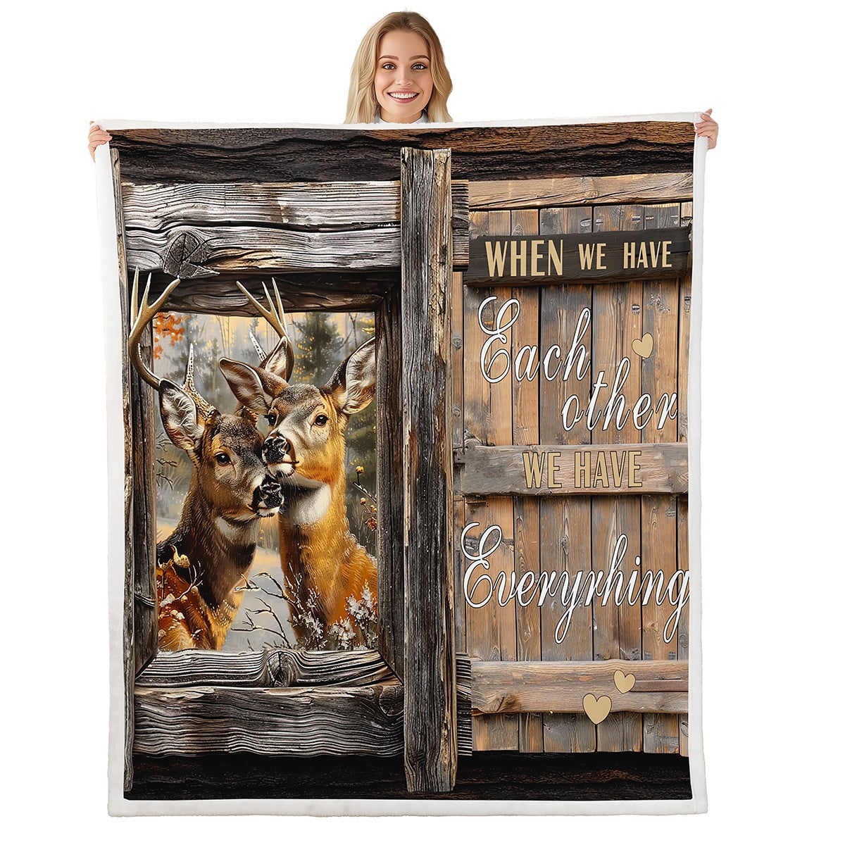 Rustic Deer Throw Blanket Hunting Deer Fleece Blanket,Wild Animal ...