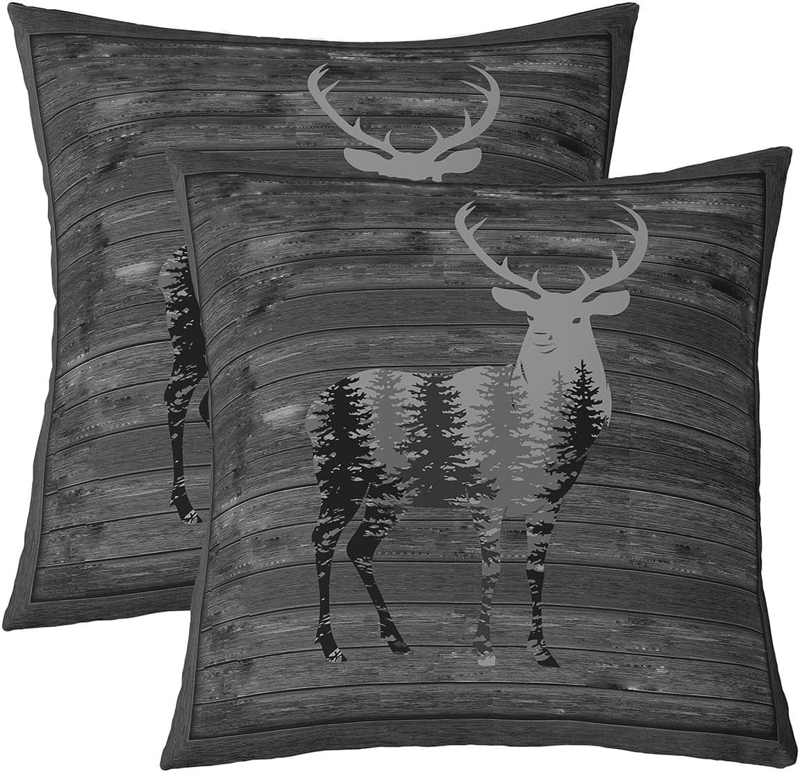 Rustic Deer Throw Pillow Covers 16"x16" Set of 2 Farmhouse Deer Hunting ...