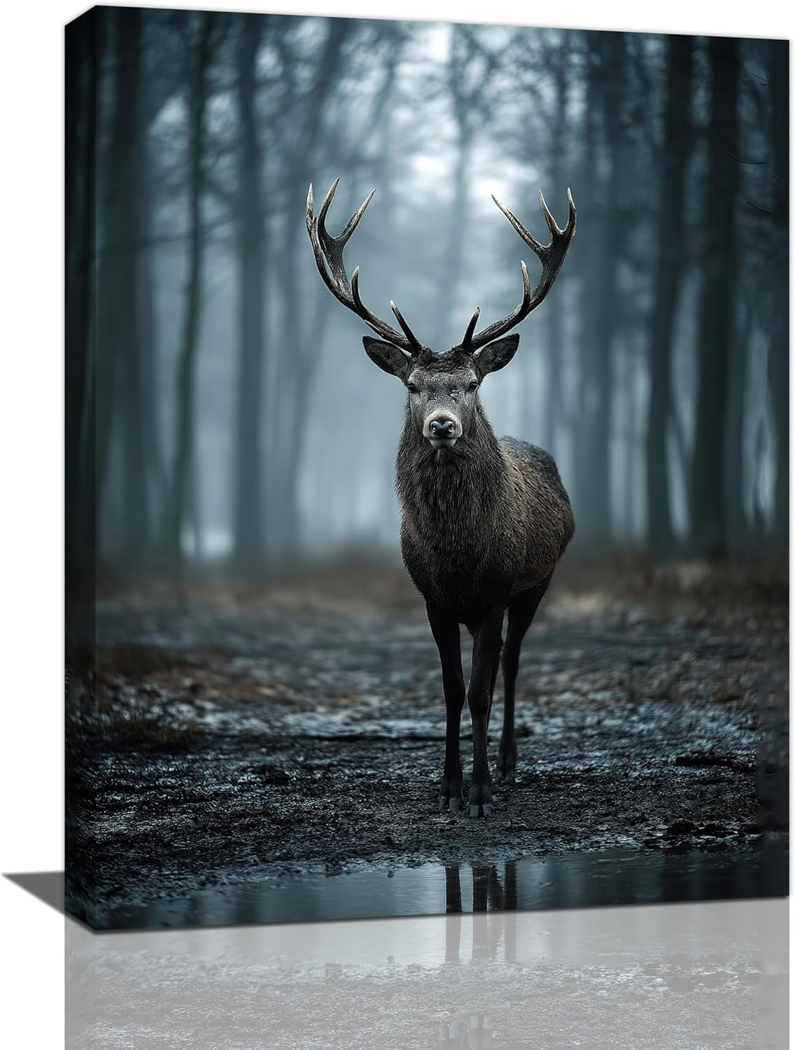Rustic Deer Wall Art Wildlife Bull Elk in Forest Wall Decor Modern ...