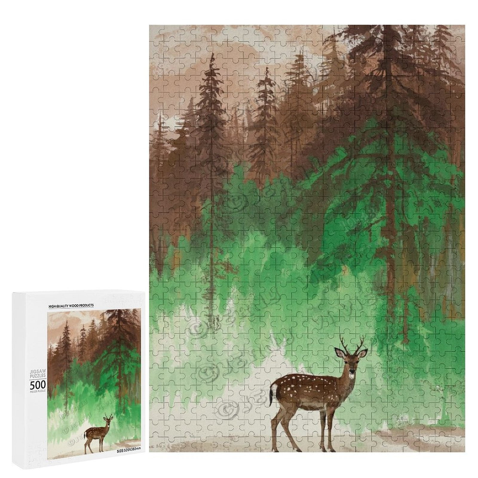 Rustic Deer in the Forest - 500 Piece Puzzle for Adults | Nature ...