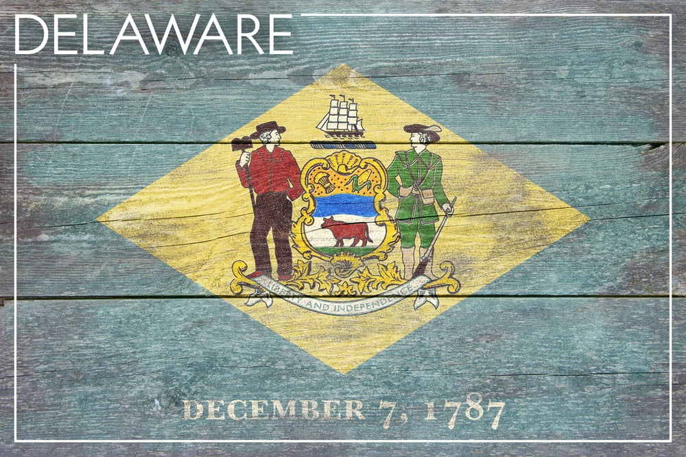 Rustic Delaware State Flag (36x54 Giclee Gallery Art Print, Vivid ...