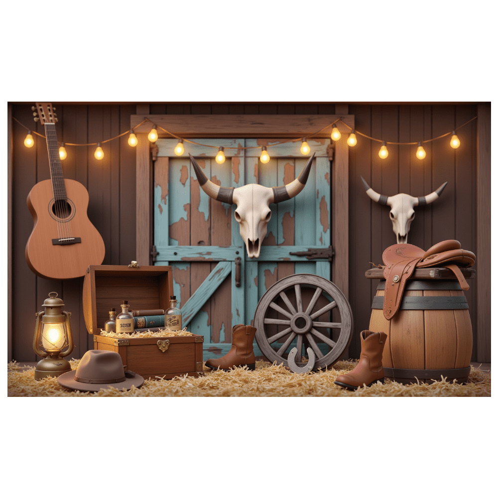 Rustic Design Cowboy Banner Western Theme Decoration Vintage Wooden ...