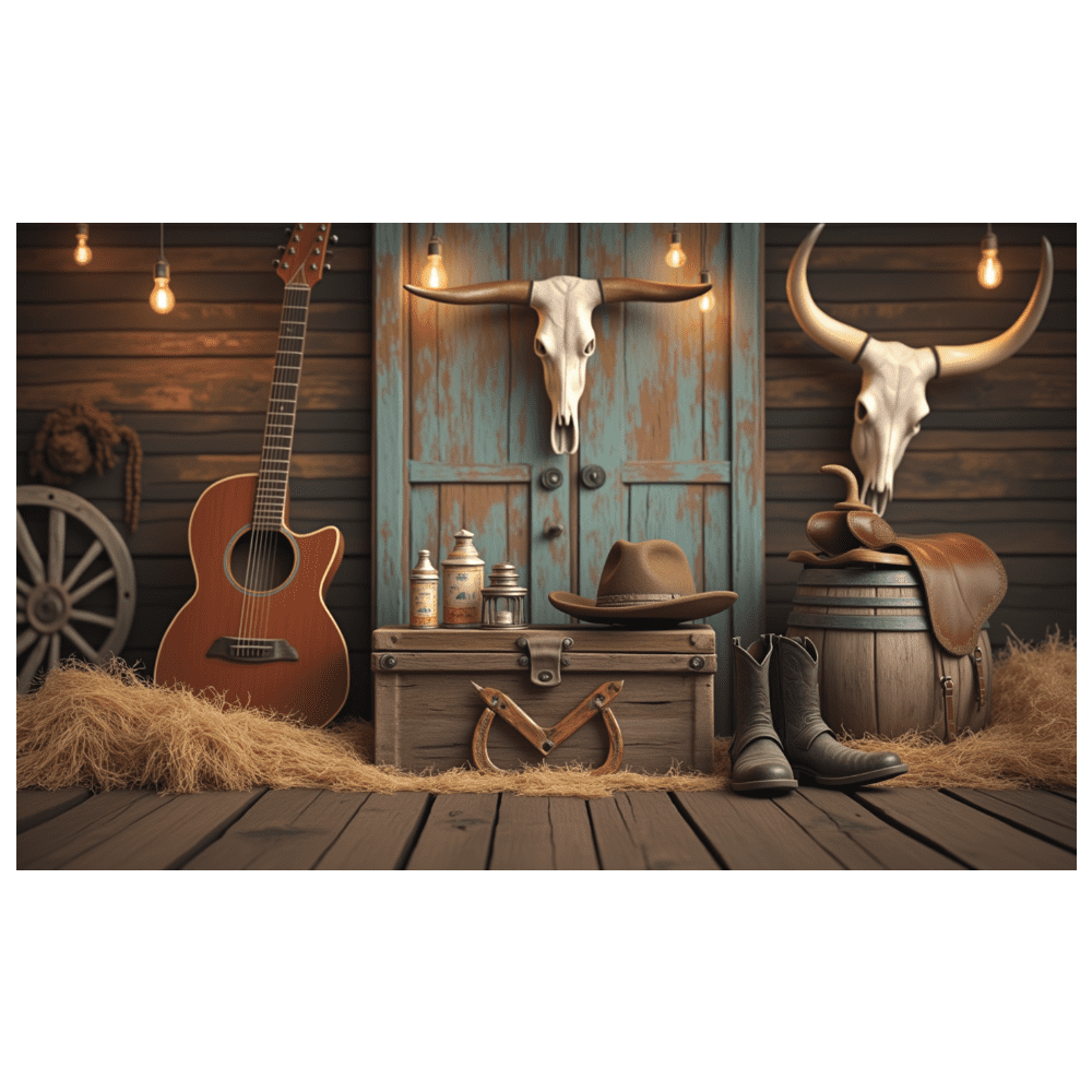 Rustic Design Cowboy Banner Western Theme Decoration Vintage Wooden ...