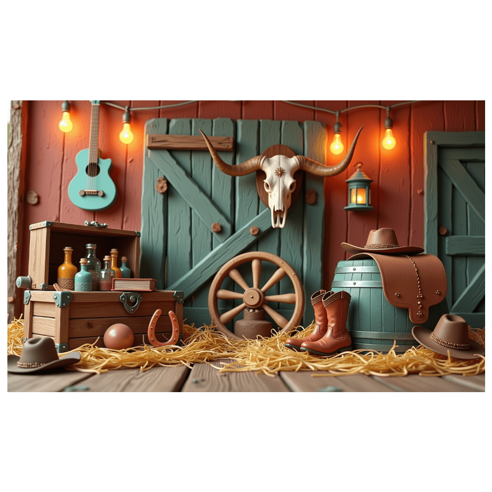 Rustic Design Cowboy Banner Western Theme Decoration Vintage Wooden ...