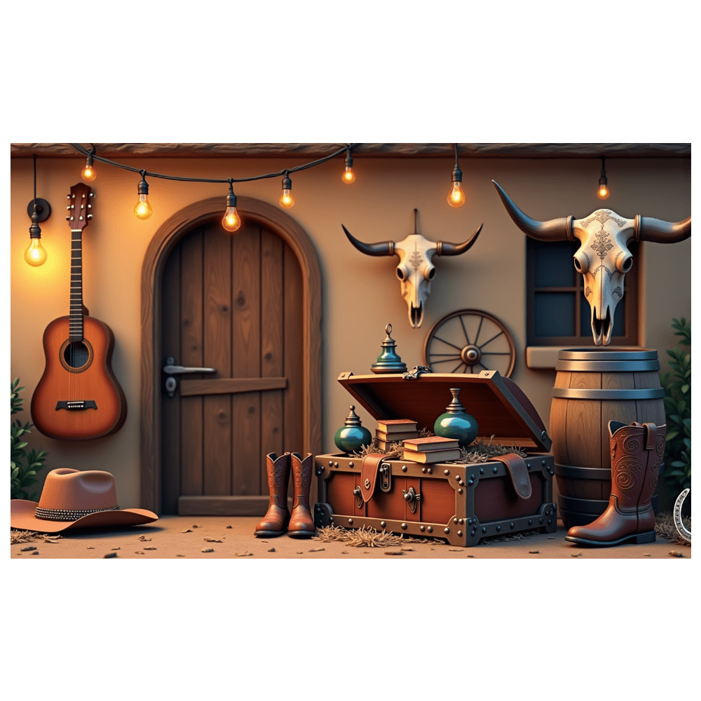 Rustic Design Cowboy Banner Western Theme Decoration Vintage Wooden Elements for Western Party ...