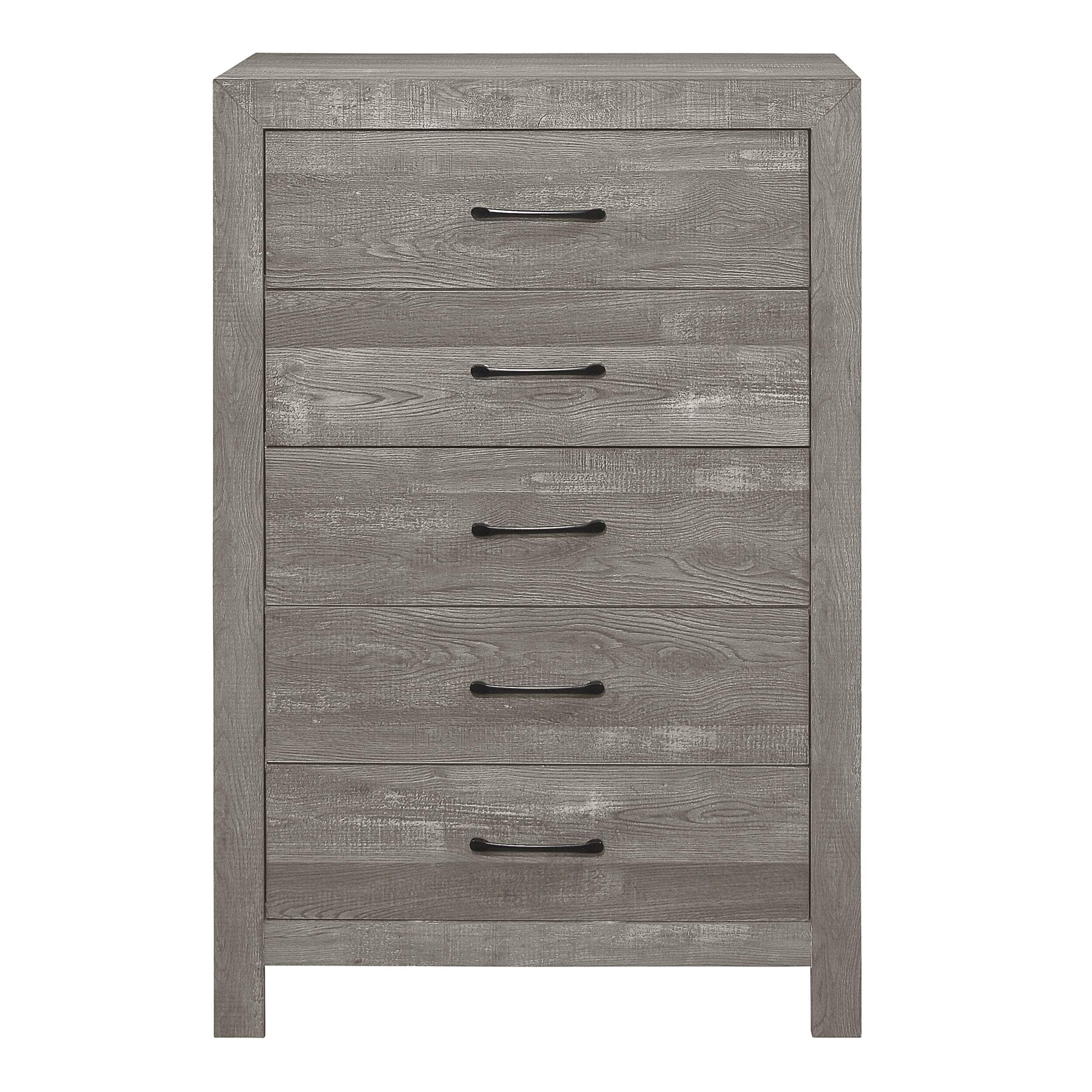Rustic Design Gray Finish 1Pc Chest With Storage Drawers Black Metal ...