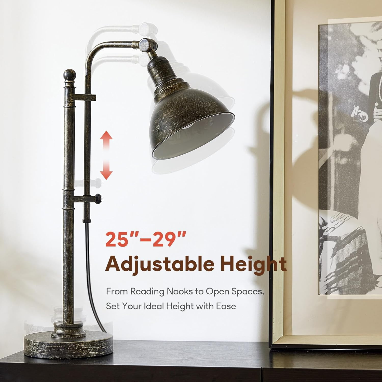Rustic Desk Lamp Bronze Adjustable, Industrial Style Metal Task Lamps ...