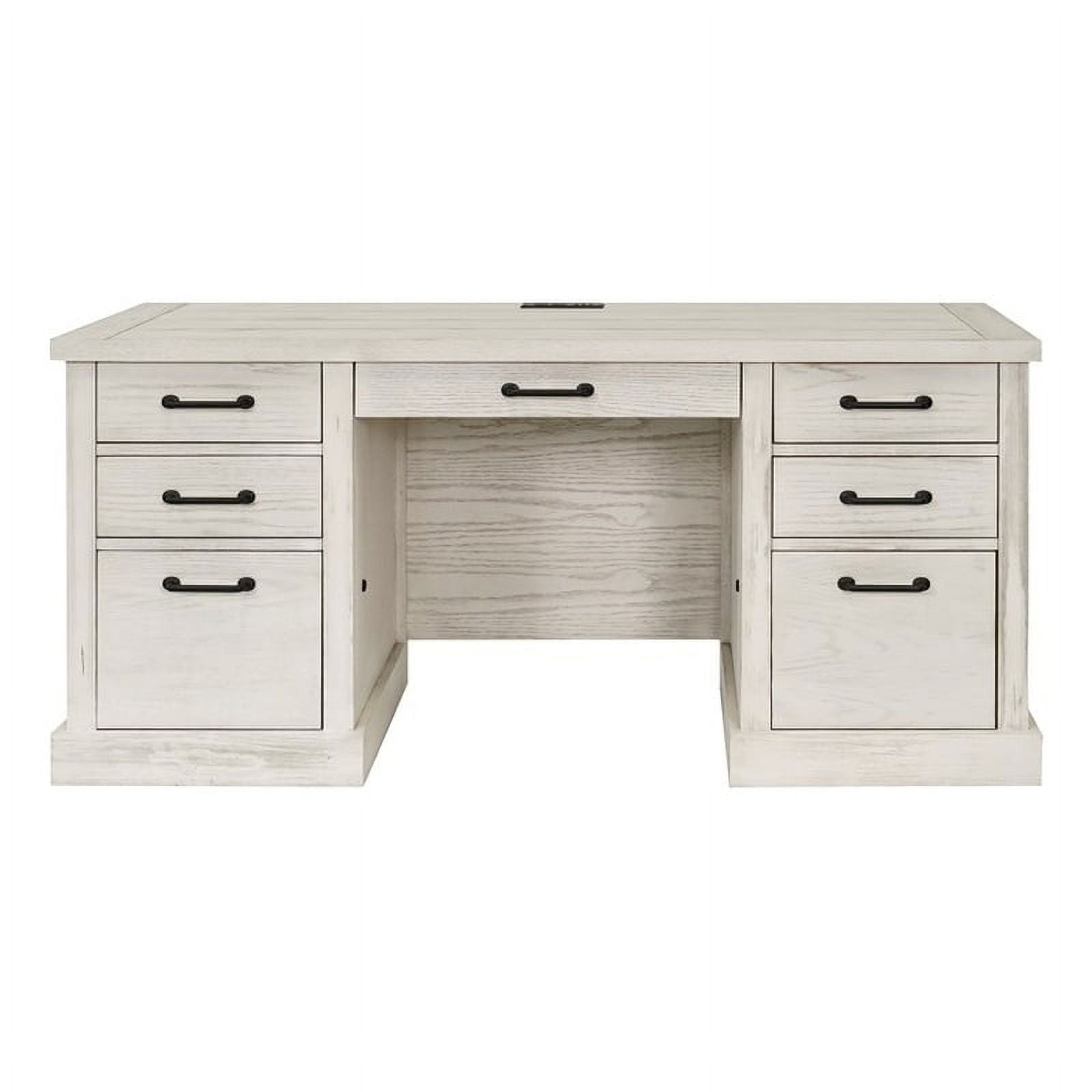Rustic Desk Office Writing Table Wood Credenza Fully Assembled White ...