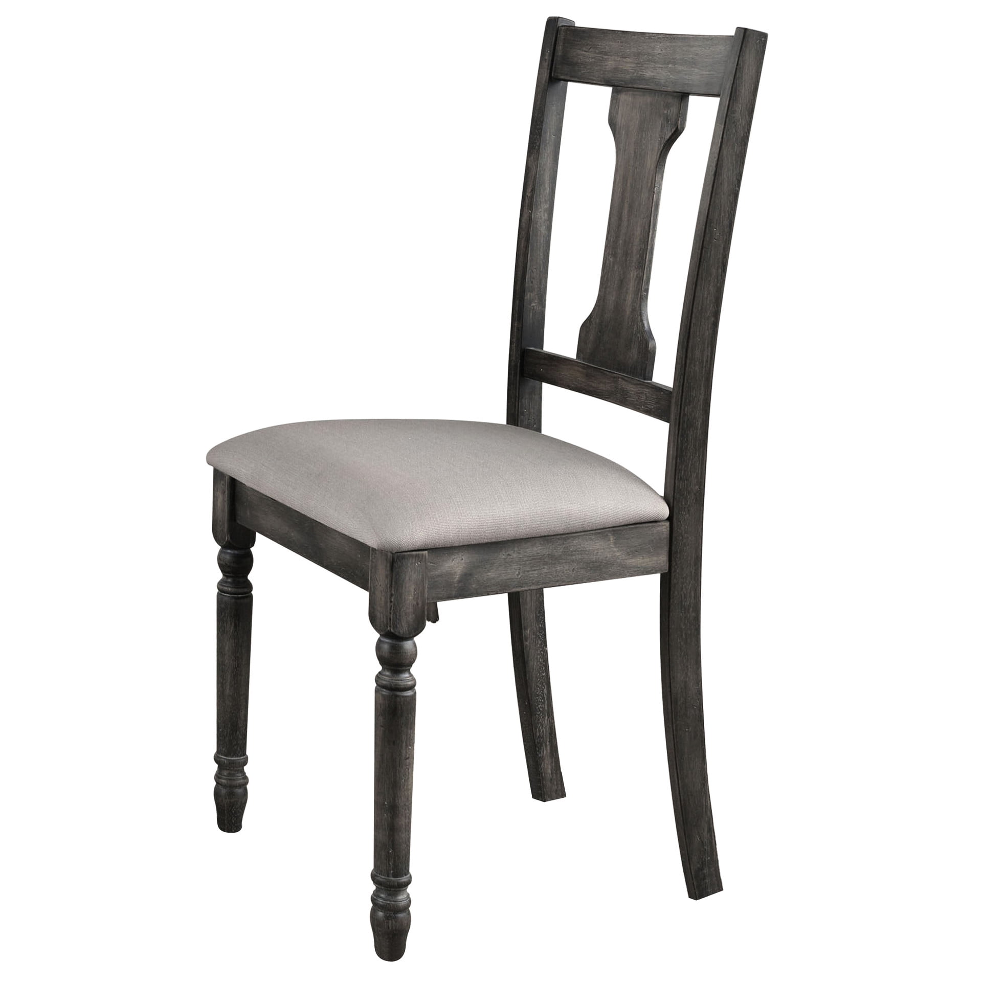 Rustic Dining Chairs ( Of 2) - Weathered Grey, Tan Linen Cushion, Open ...