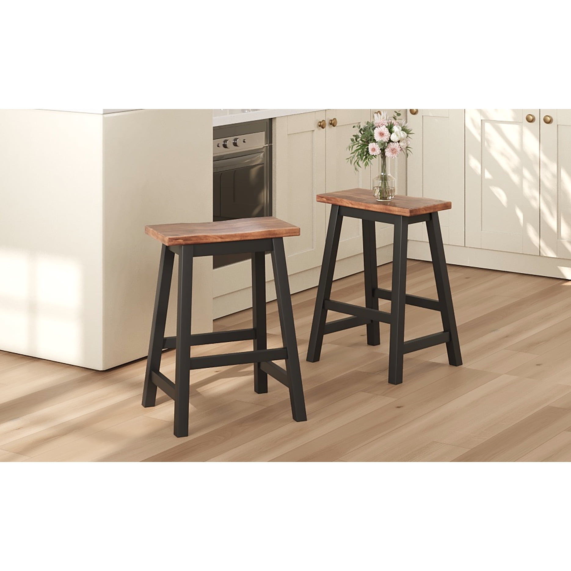 Rustic Dining Counter Height Stools - 2 Piece , Small Space Solution ...