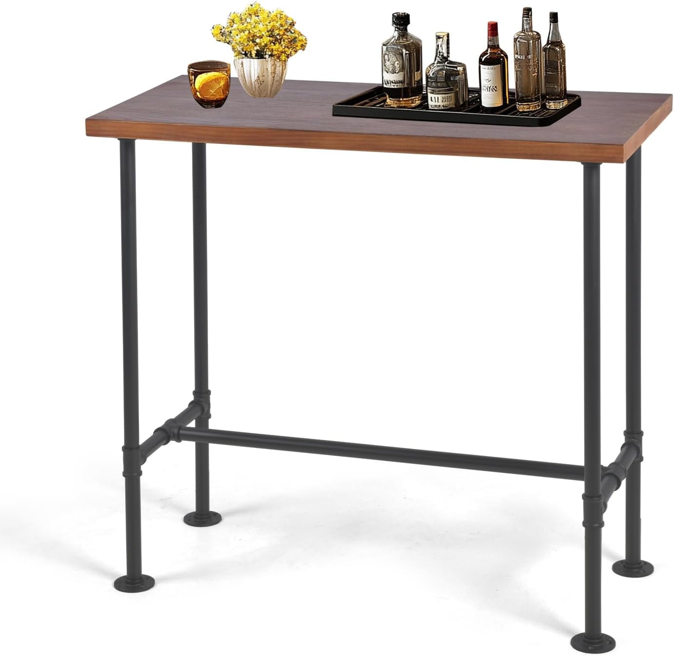 Rustic Dinner Table for Kitchen Dining Room 41.3inch Height Industrial Rectangle Bar Table ...
