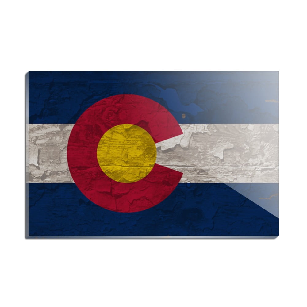 Rustic Distressed Colorado State Flag Rectangle Acrylic Fridge ...