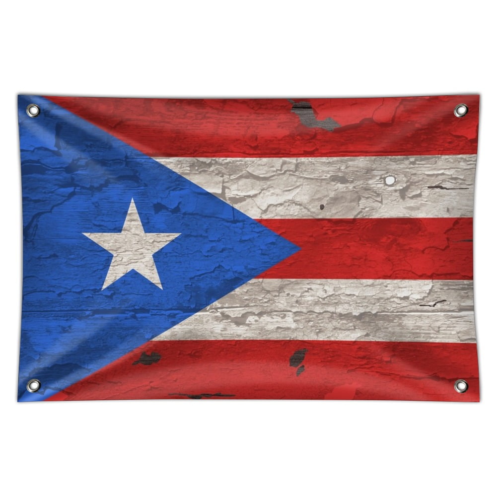Rustic Distressed Puerto Rico Flag Wood Look Home Business Office Sign ...
