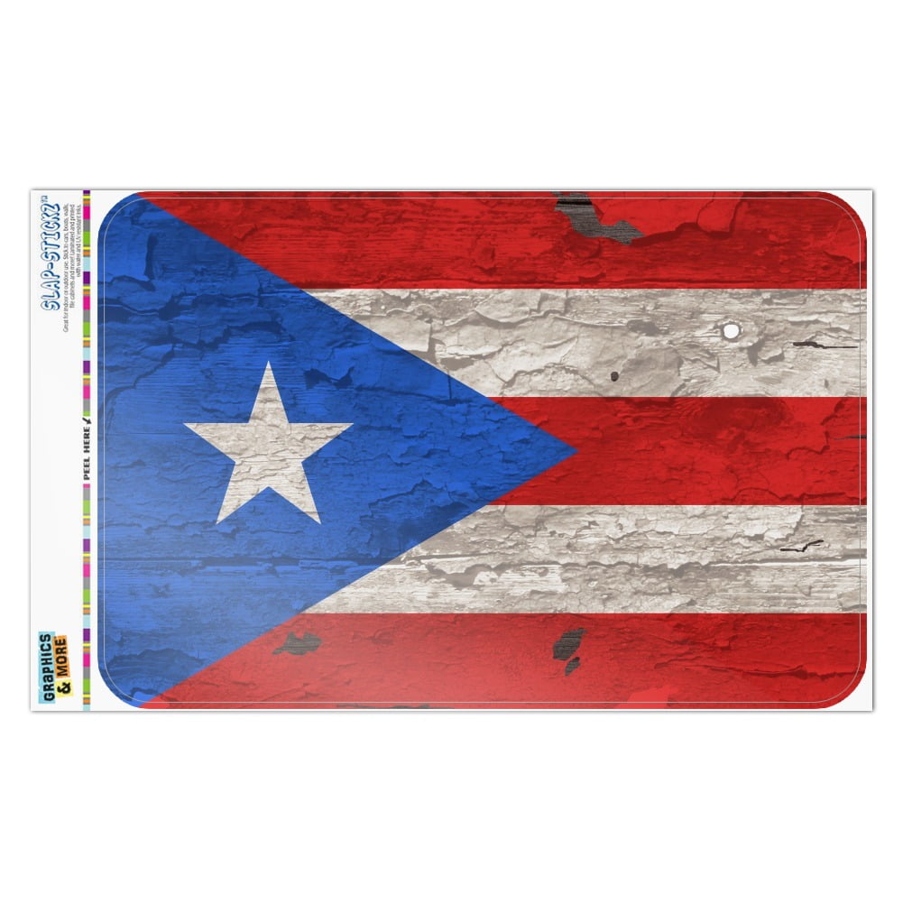 Rustic Distressed Puerto Rico Flag Wood Look Home Business Office Sign ...