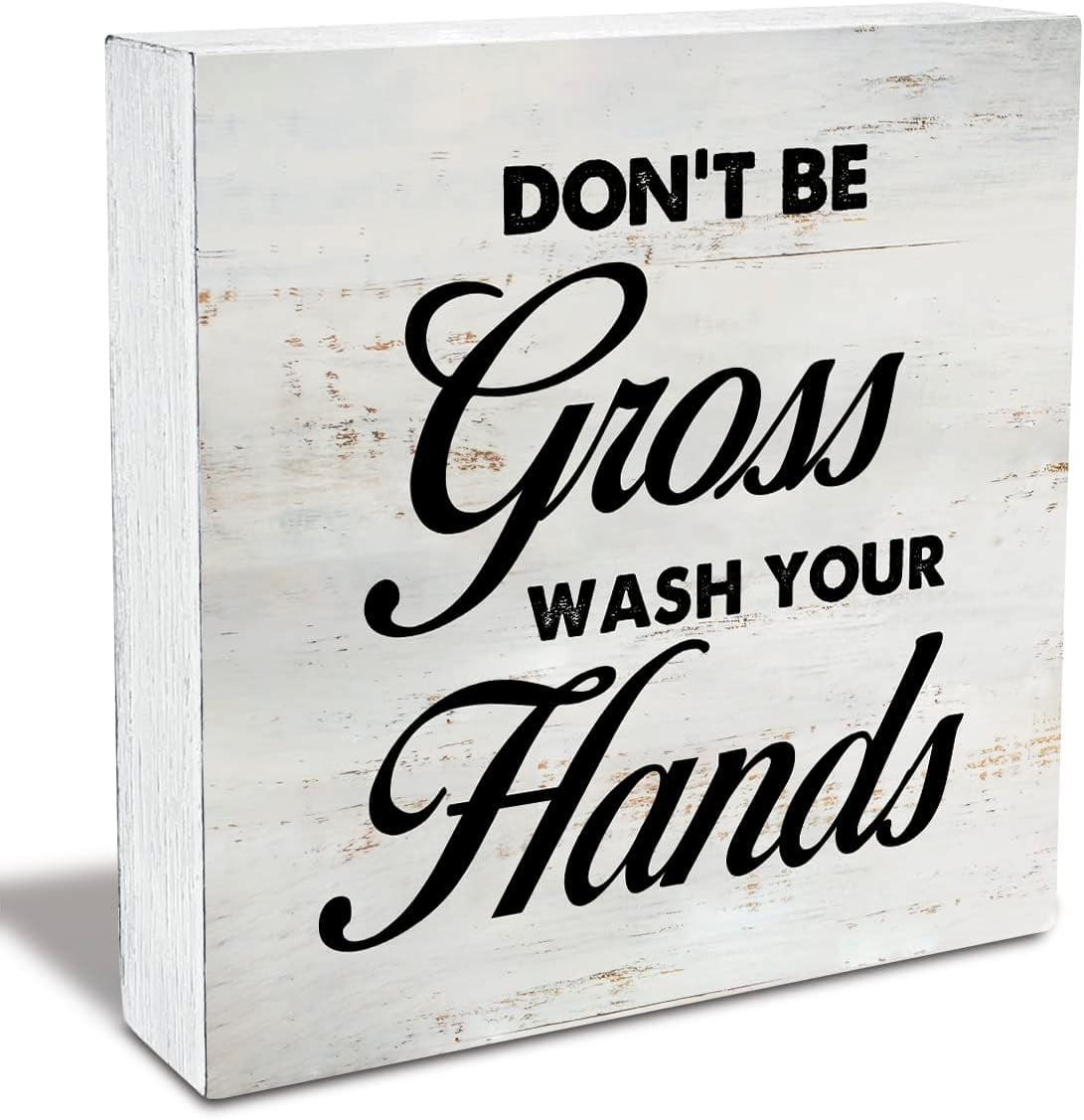 Rustic Don't Be Gross Wood Box Sign Humor Wash Your Hands Bathroom ...