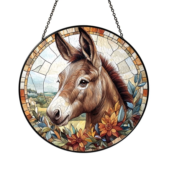Rustic Donkey Window Hanging – Glass Style Art - Walmart.com