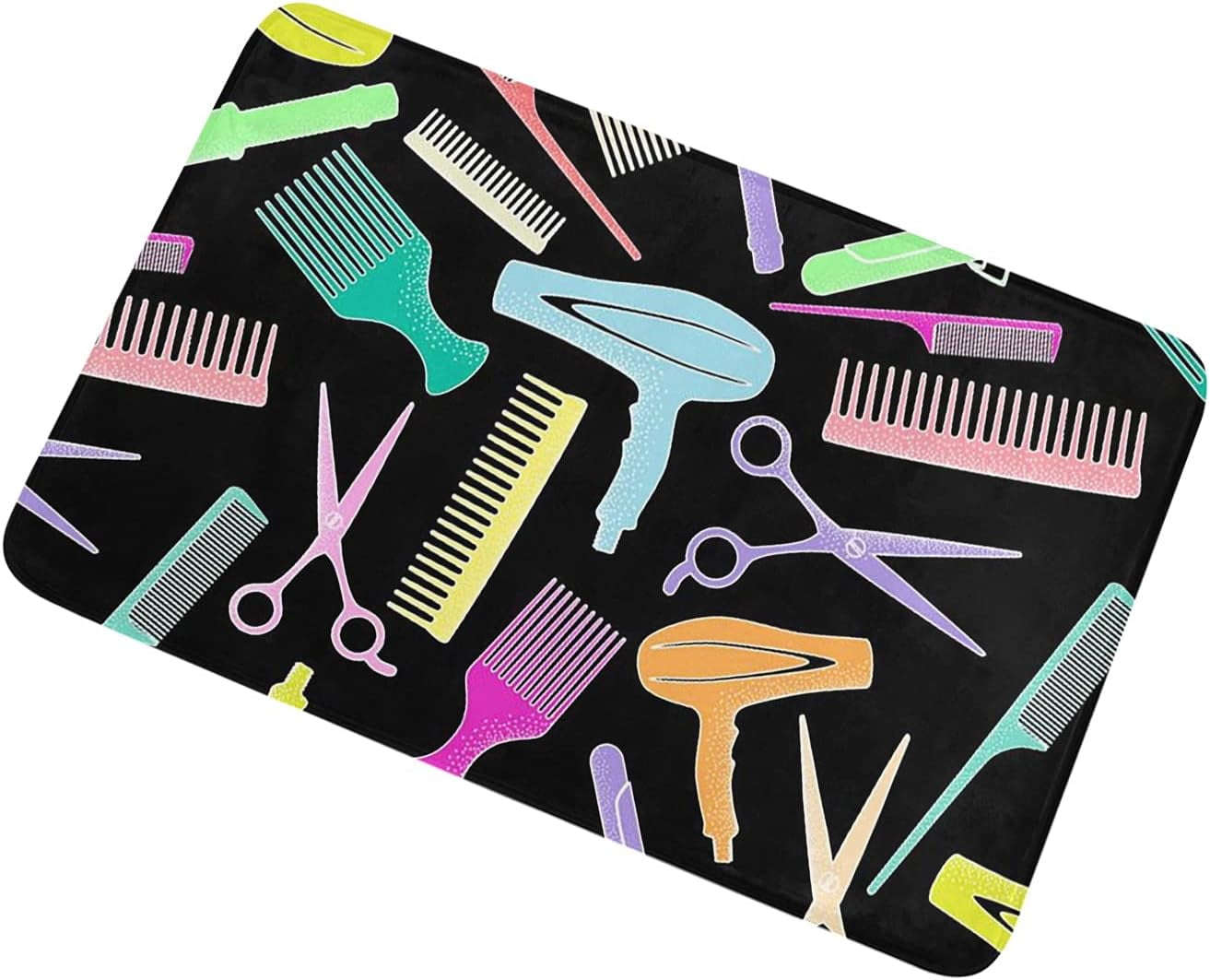Rustic Doormat Colorful Hair Stylist Tools Pattern Doormat Welcome Door ...