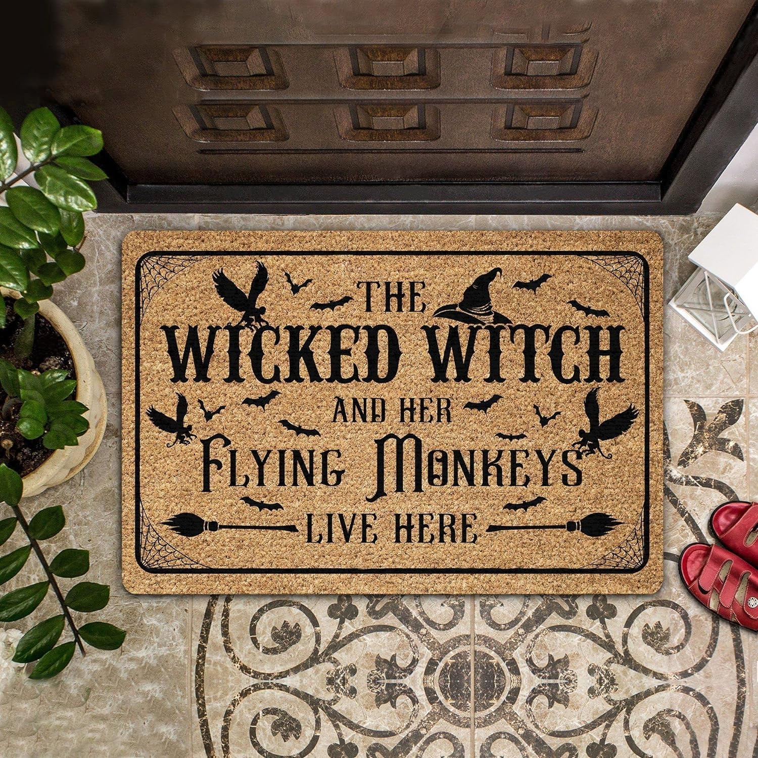 Rustic Doormat Door Mat Indoor Welcome Funny Doormat Happy Halloween ...