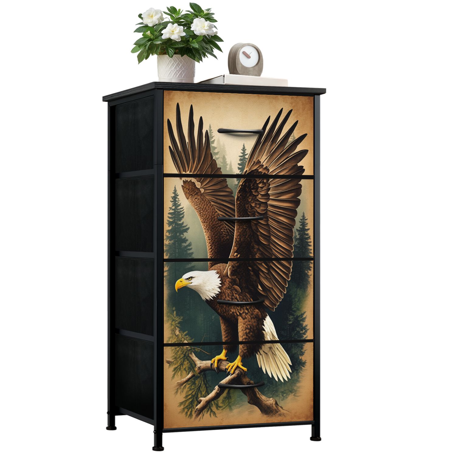 Rustic Dresser for Bedroom with 4 Storage Drawers Majestic Bald Eagle ...