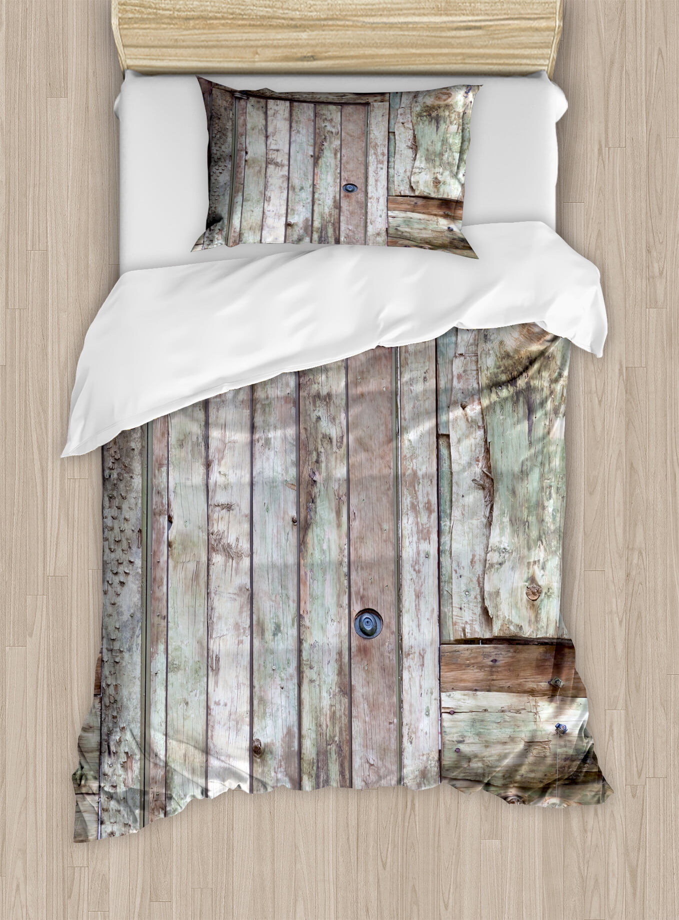 Rustic Duvet Cover Set, Old Rustic Barn Door Cottage Country Cabin ...