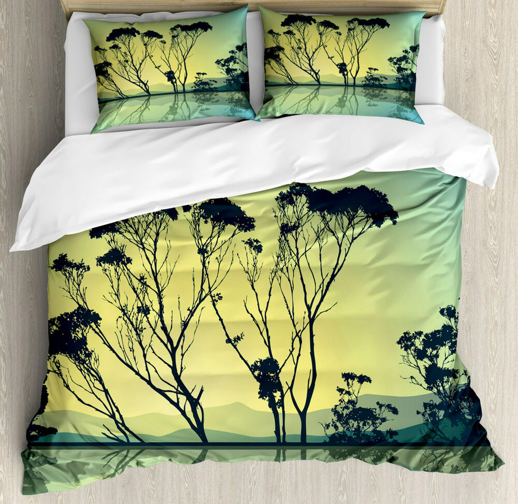 Rustic Duvet Cover Set Tree Shadow Landscape Print Duvet Cover Two ...