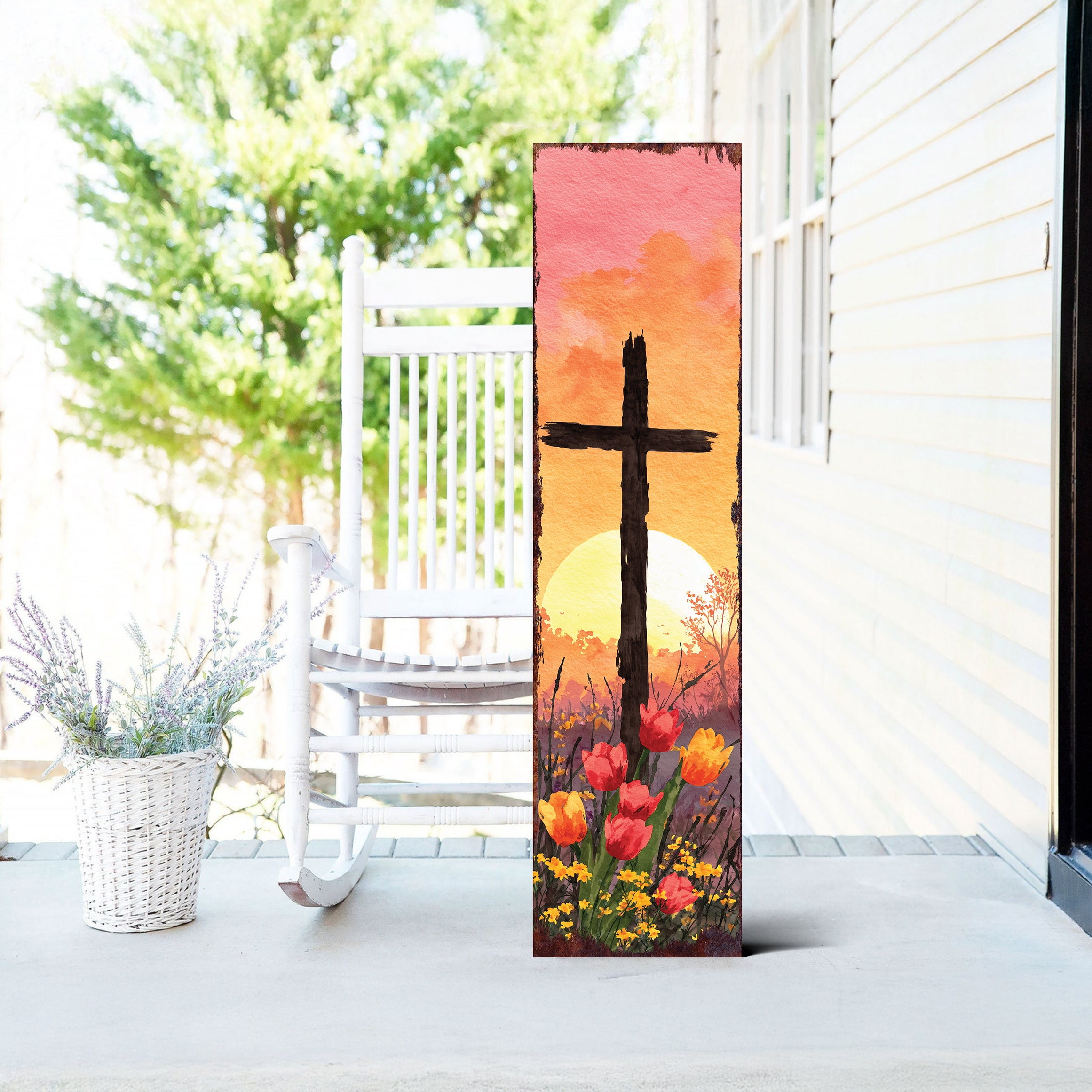 Rustic Easter Cross Porch Sign | Spiritual Spring Door Decor - Walmart.com