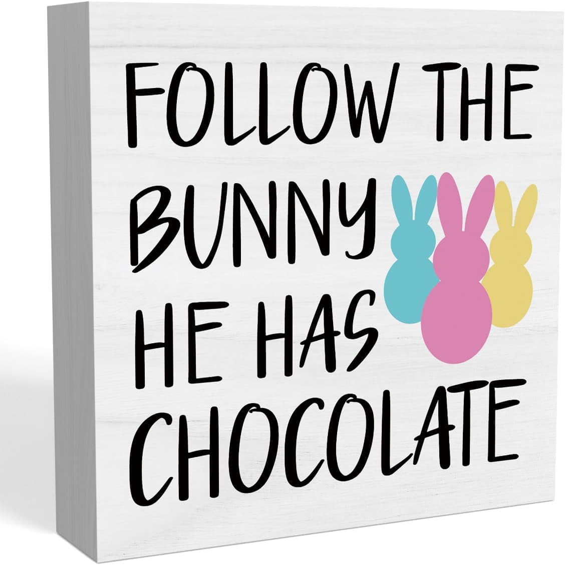 Rustic Easter Office Desk Decor Cute Follow The Bunny He Has Chololate ...